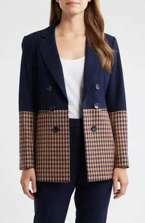 TAHARI ASL Checked Double-breasted Jacket