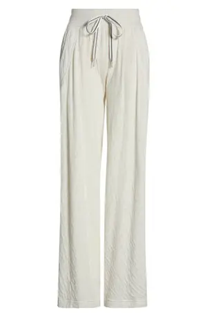 Free People Drawstring Cotton Wide Leg Pants - Oatmeal Heather Combo