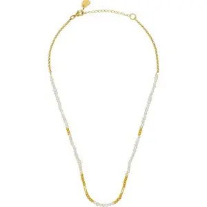 Estée Lauder Faux Pearl And Tone Beaded Necklace - Gold