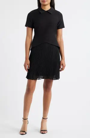 Julia Jordan Mixed Media Pleated Dress