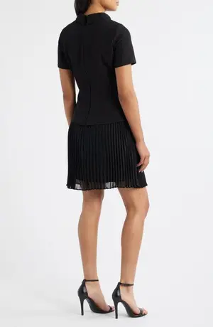 Julia Jordan Mixed Media Pleated Dress