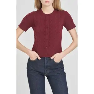 WAYF Mallie Short Sleeve Cable Cardigan