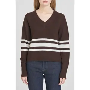 WAYF Stripe V-neck Sweater