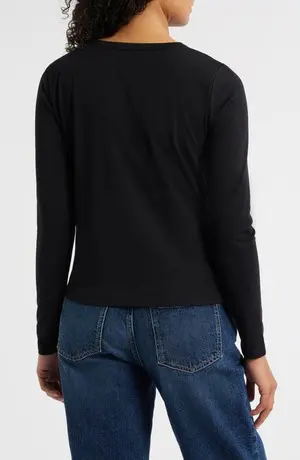NIC+ZOE Perfect Knit Long Sleeve Top - Black Onyx