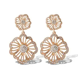 Jessica Simpson Crystal Flower Dangle Earrings