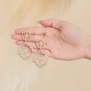 Jessica Simpson Crystal Flower Dangle Earrings