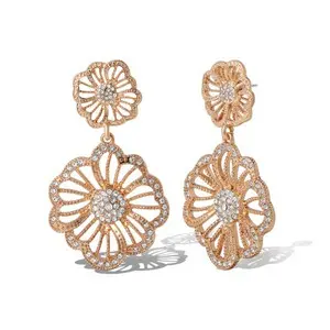 Jessica Simpson Crystal Flower Dangle Earrings
