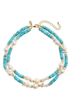 KENNETH JAY LANE Layered Chips Necklace - Turquoise