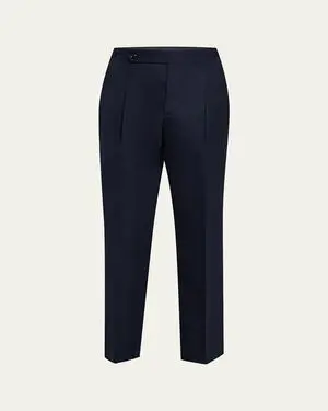Brunello Cucinelli Side-Tab Pleated Trousers - Navy
