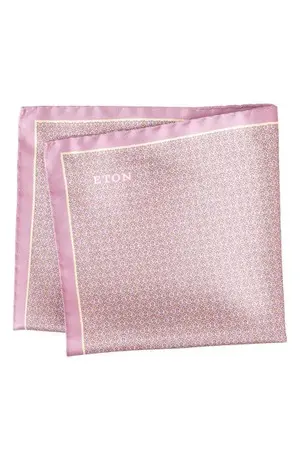 Eton Geometric Silk Pocket Square - Medium Pink