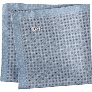 Eton Geometric Silk Pocket Square - Light Blue