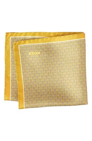 Eton Geometric Silk Pocket Square - Light Yellow