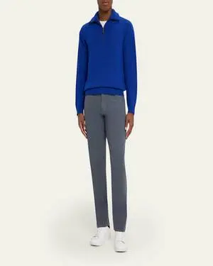 Brioni Cashmere And Silk Knit Half-zip Sweater - Coffee