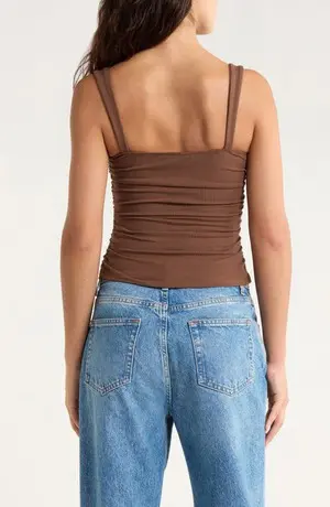 REFORMATION Trish Ruched Tank - Pinecone