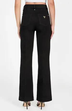 Guess High-waist Flare Leg Sailor Jeans - Black