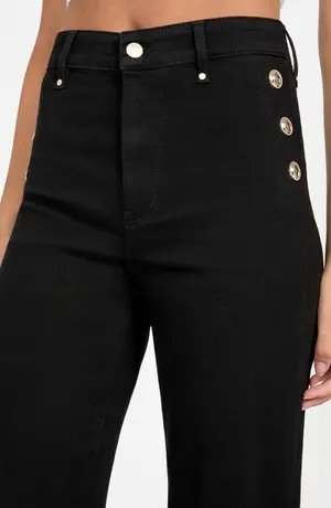Guess High-waist Flare Leg Sailor Jeans - Black