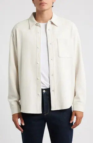 FRAME Waffle Textured Button-up Shirt - Warm White