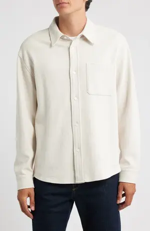 FRAME Waffle Textured Button-up Shirt - Warm White