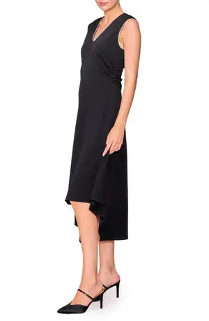 MELLODAY Asymmetric Ruched Midi Dress