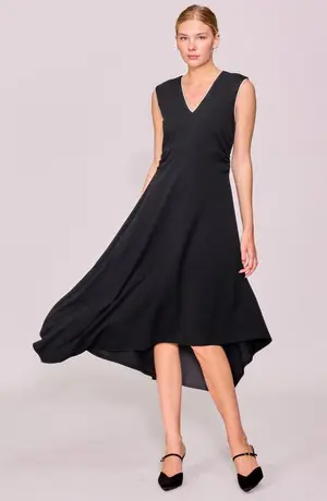 MELLODAY Asymmetric Ruched Midi Dress