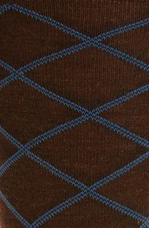 Nordstrom Diamond Pattern Wool Blend Dress Socks - Brown