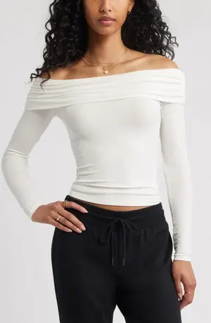 Bp. Rib Off-the-shoulder Top - Ivory