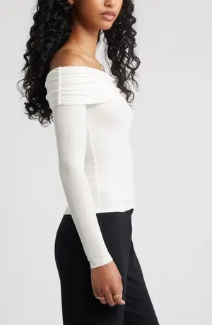 Bp. Rib Off-the-shoulder Top - Ivory