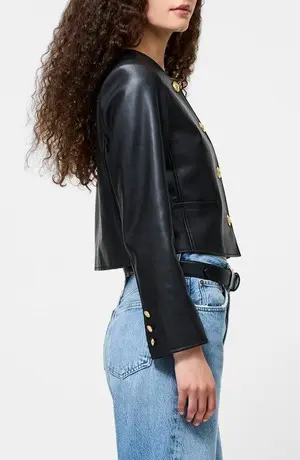 French Connection Dessa Cropped Faux Leather Jacket