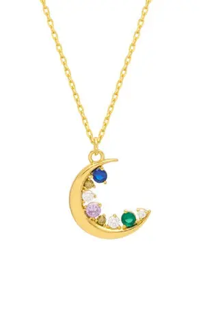 Estée Lauder Cubic Zirconia Moon Pendant Necklace - Gold