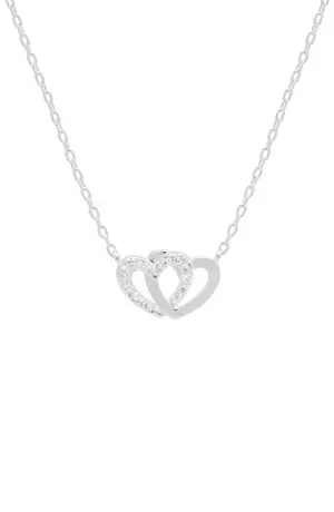 Estée Lauder Cubic Zirconia Interlocking Heart Pendant Necklace - Silver