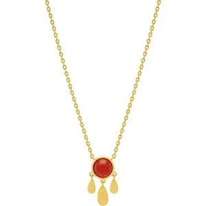 Estée Lauder Semiprecious Stone And Droplet Pendant Necklace - Gold And Red
