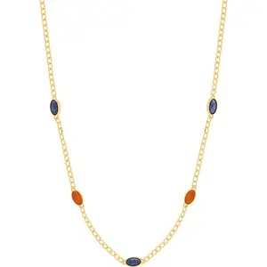 Estée Lauder Lapiz Lazuli & Red Agate Chain Necklace - Blue/red/gold
