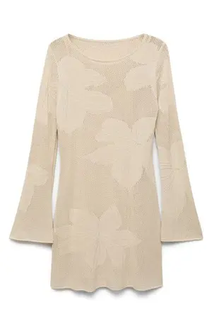 Mango Embroidered Floral Knit Mini Dress