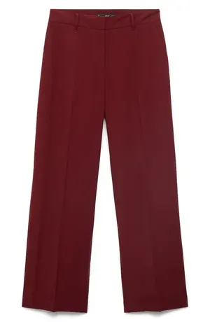 Mango Carlos Wide Leg Trousers - Maroon