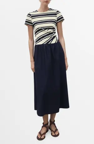 Mango Stripe Bodice Cotton Maxi Dress