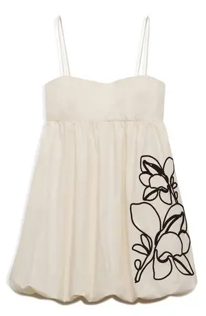 Mango Embroidered Bubble Hem Minidress