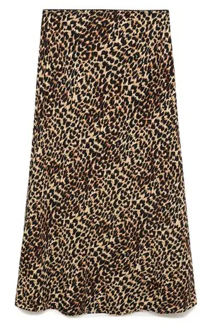 Mango Animal Print Midi Skirt