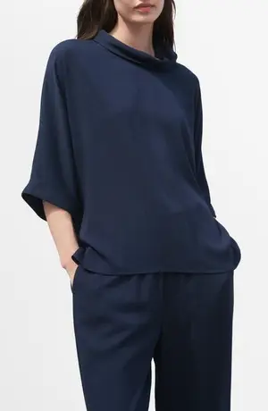 Mango Oversized Flowing Top - Navy