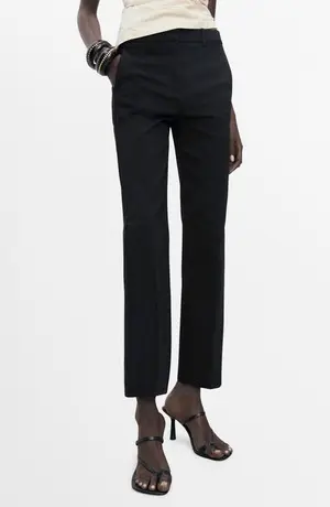 Mango Ankle Straight Leg Pants - Black