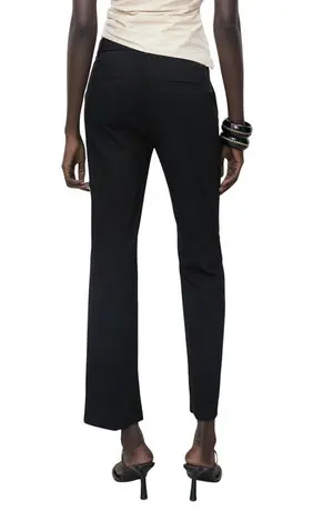 Mango Ankle Straight Leg Pants - Black