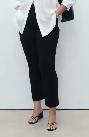 Mango Ankle Straight Leg Pants - Black