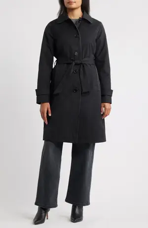 Michael Kors Water Resistant Belted Trench Coat - Black