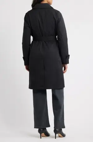 Michael Kors Water Resistant Belted Trench Coat - Black