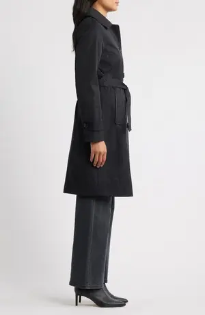 Michael Kors Water Resistant Belted Trench Coat - Black