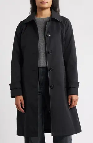 Michael Kors Water Resistant Belted Trench Coat - Black