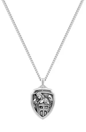 VINCERO St. Michael Shield Pendant Necklace - Silver