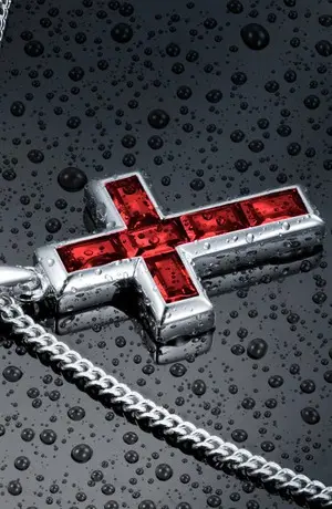 VINCERO Stone Cross Pendant Necklace - Red