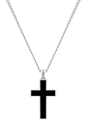 VINCERO Stone Cross Pendant Necklace - Sterling Silver