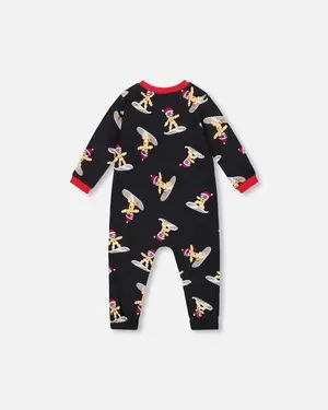 DEUX PAR DEUX One-piece Organic Cotton Pajama - Black