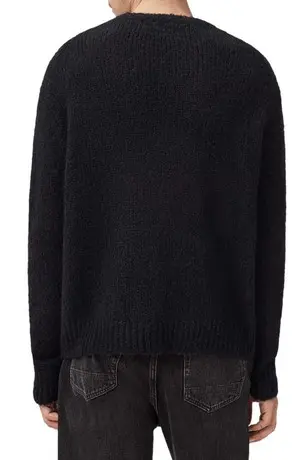 ALLSAINTS Message Wool-blend Crewneck Sweater - Black